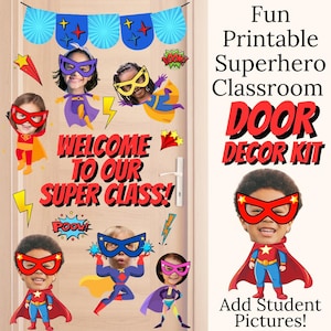 Superhero Theme Classroom Door Decor Kit Printable Back to School ...