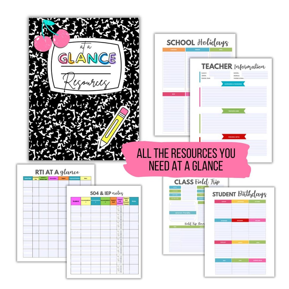 Undated Teacher Planner Printable Groovy Theme Teacher Composition ...