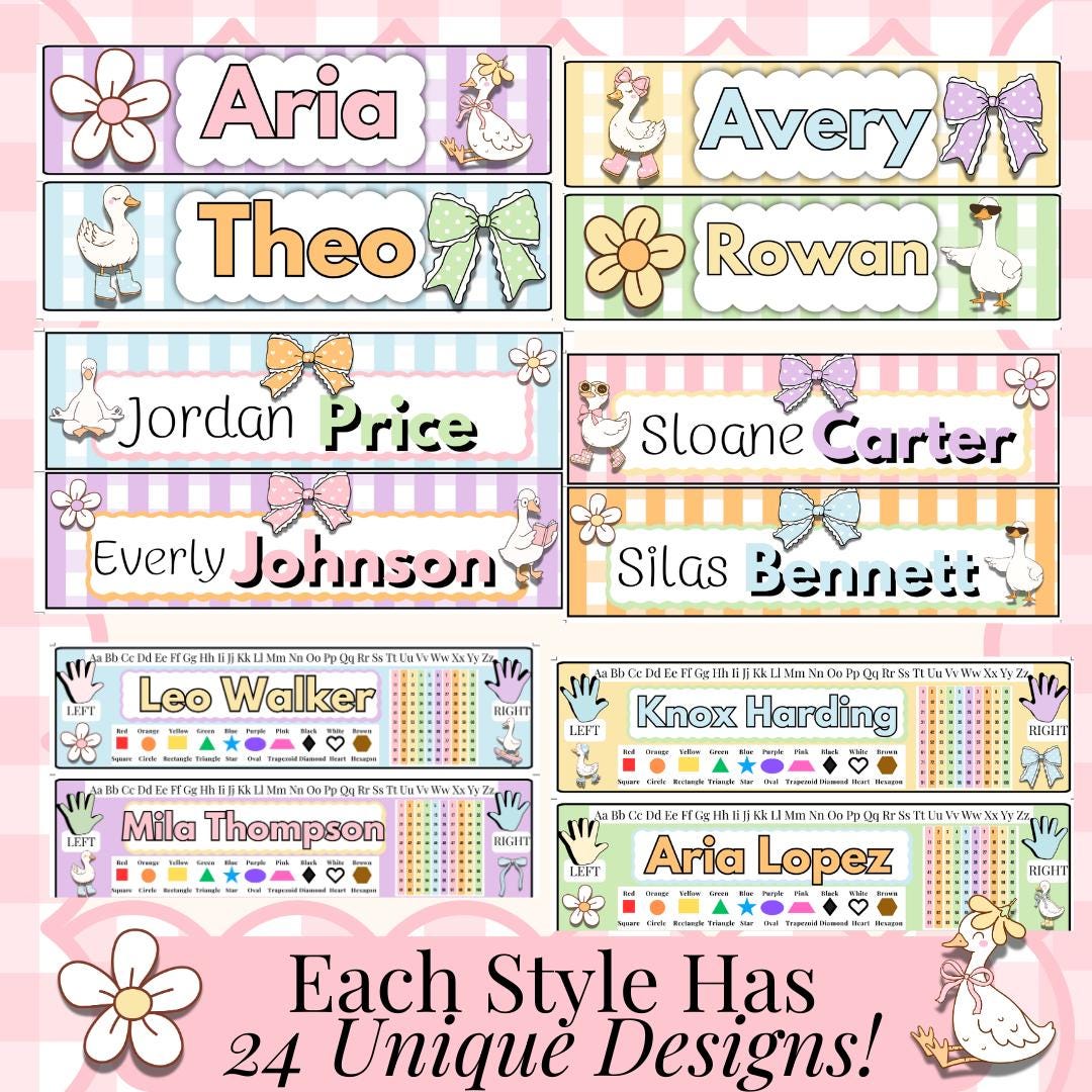 Classroom Desk Name Tags Silly Goose Theme Printable Classroom Desk ...