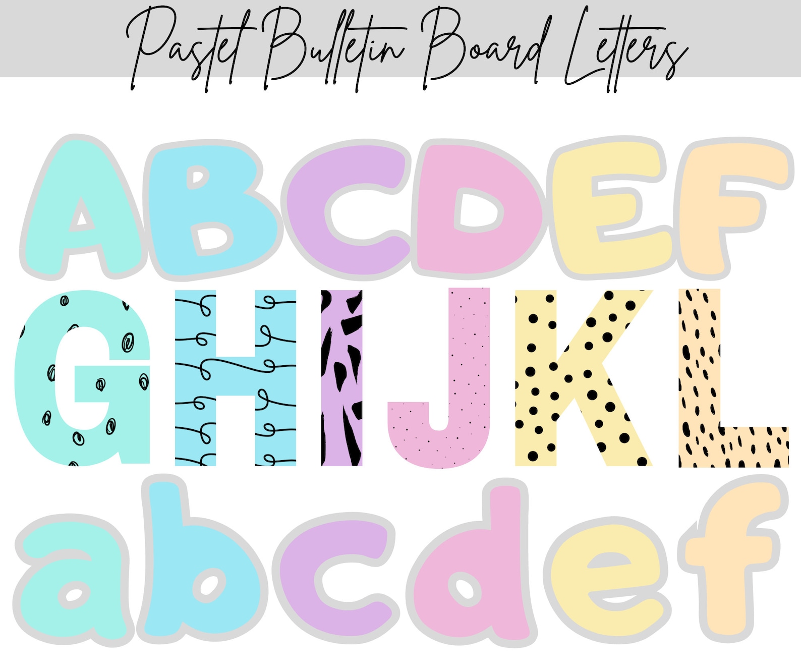 Pastel Bulletin Board Letters Printable Set of 12 Instant Download PDF ...