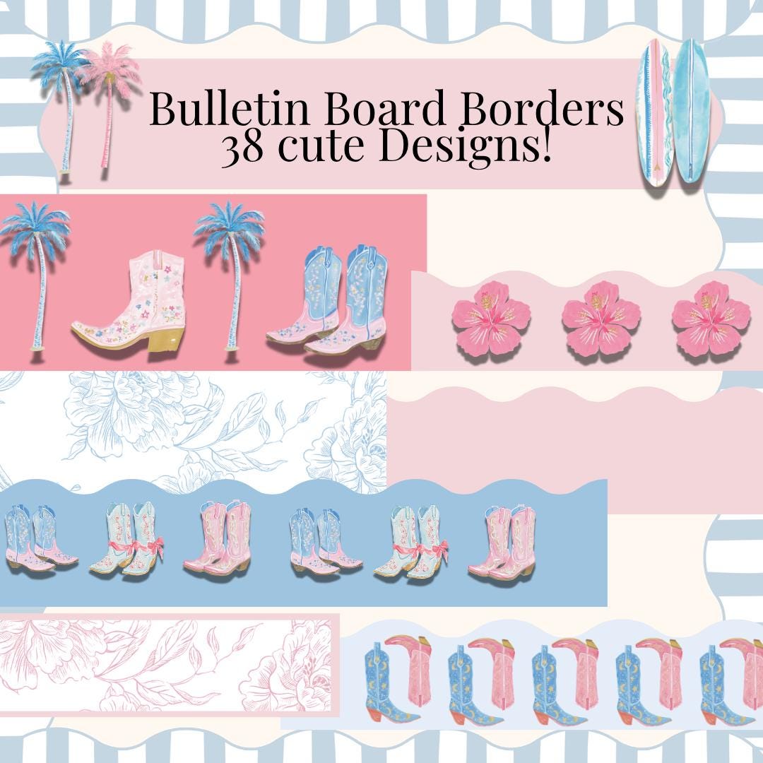 Bulletin Board Borders Printable Coastal Cowgirl Theme Classroom Decor ...