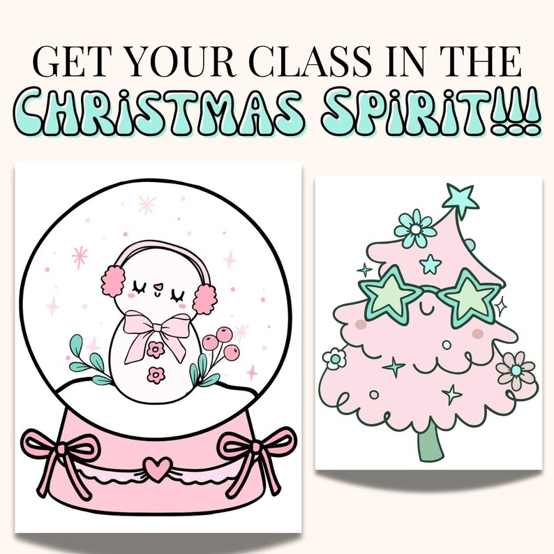 Christmas Classroom Door Decor Kit Printable Cute Christmas Bulletin ...