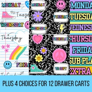 Rolling Cart Labels Editable 10 and 12 Drawer Teacher Cart Labels ...