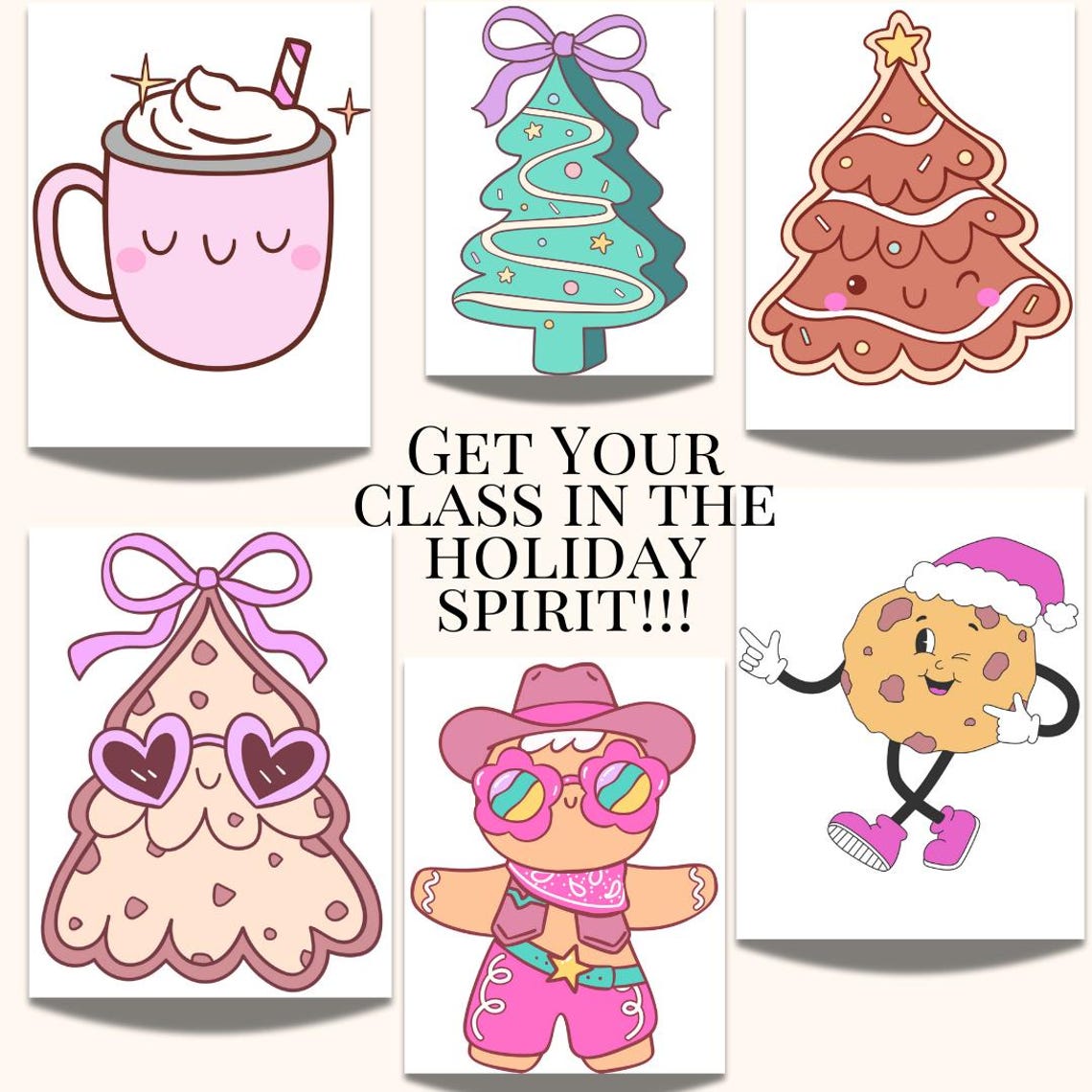 Christmas Classroom Door Decor Kit Cute Colorful Gingerbread Classroom ...