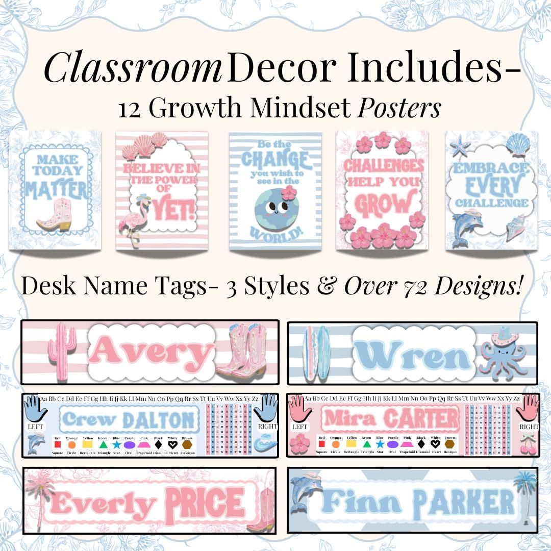 Coastal Cowgirl Classroom Bundle Elementary Classroom Decor Beachy ...