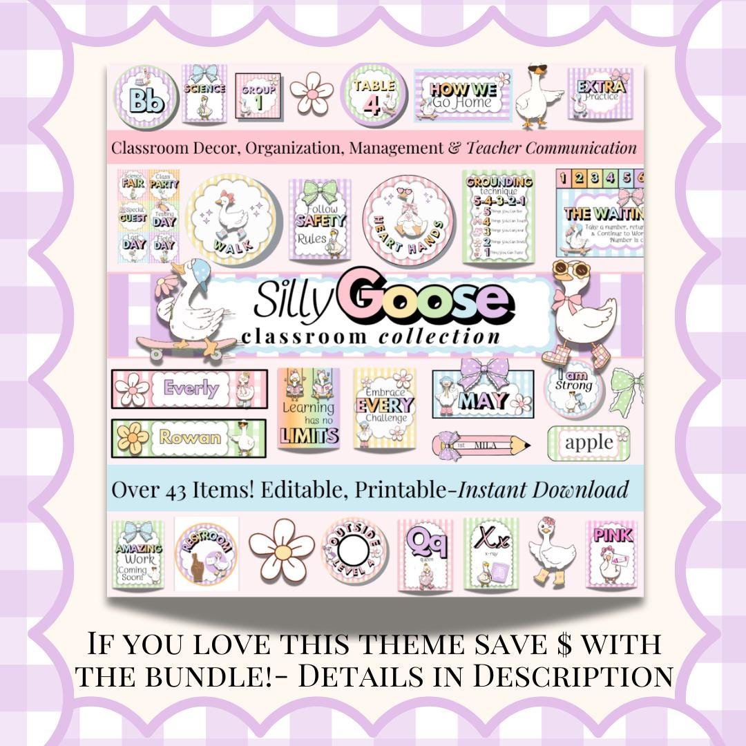 Classroom Birthday Charts Printable Silly Goose Classroom Birthday ...