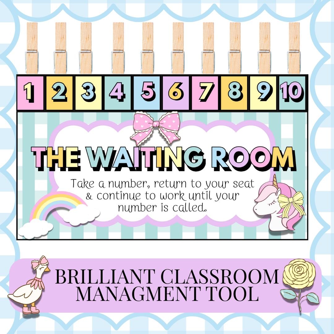 Waiting Room Classroom Management Tool Printable Pastel Classroom Decor ...