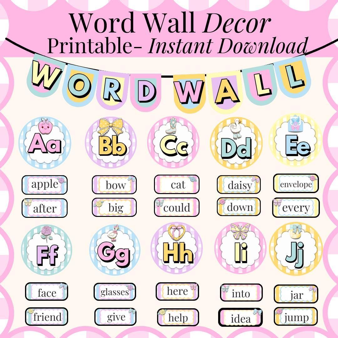 Word Wall Decor Printable Word Wall Classroom Pastel Word Wall Prints ...