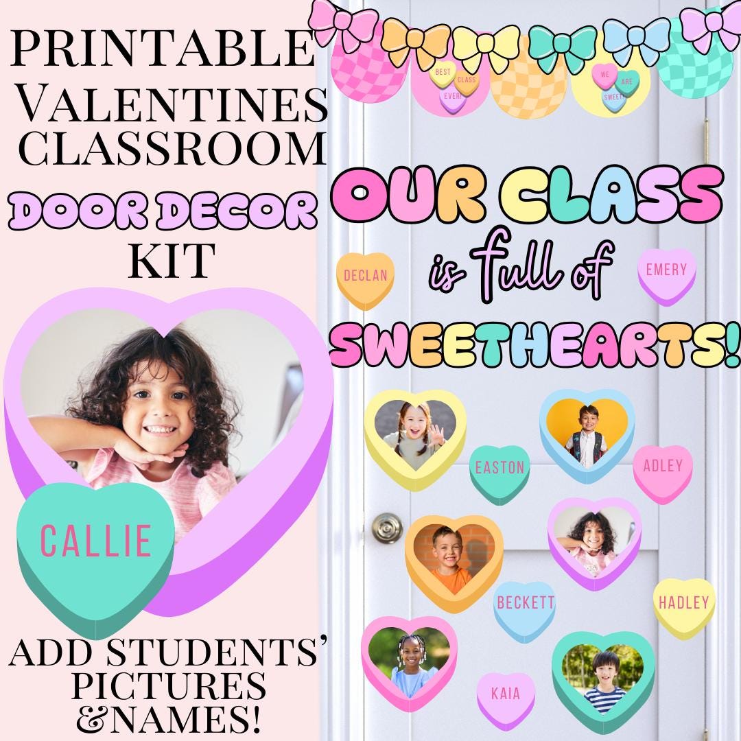 Sweethearts Valentines Classroom Door Decor Kit Valentine's Day ...
