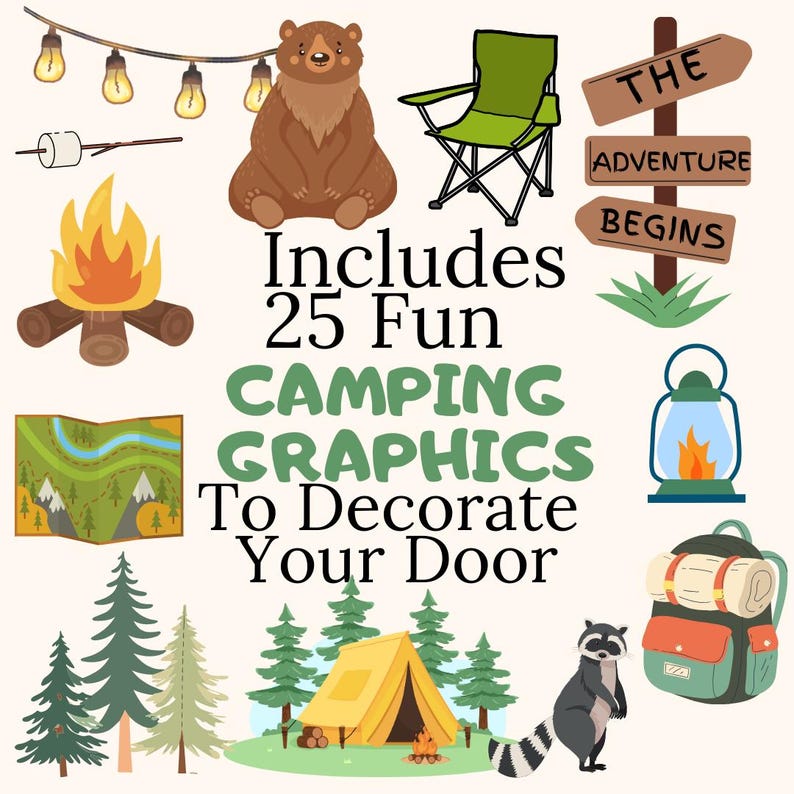 Camping Theme Door Decor Kit Printable Back to School Classroom Decor ...