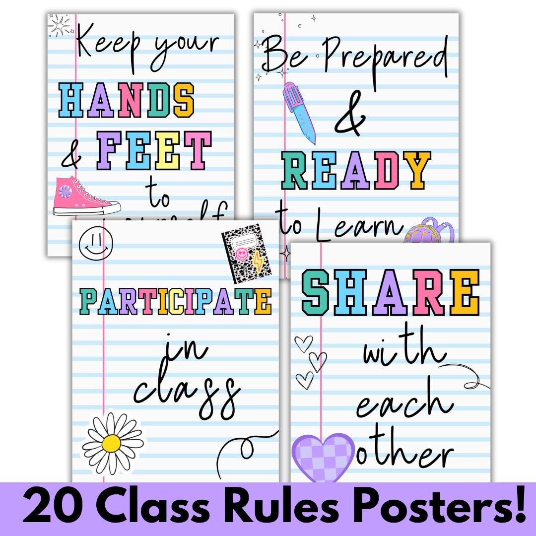 Classroom Expectations and Classroom Rules Printable Signs Classroom ...
