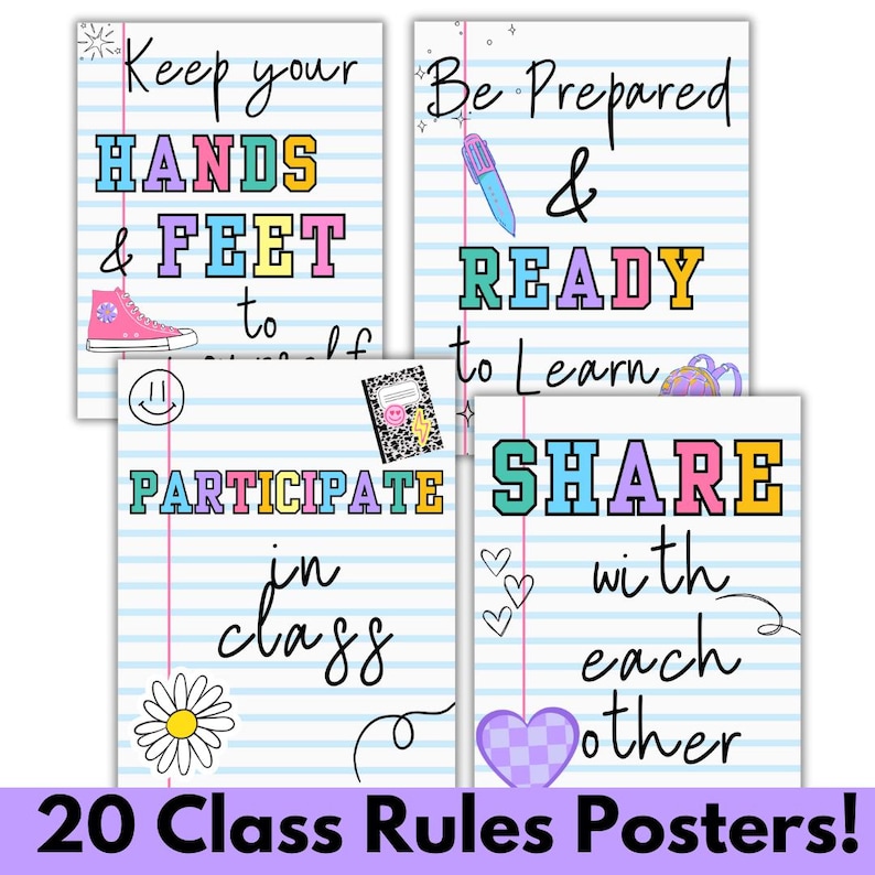 Classroom Expectations and Classroom Rules Printable Signs Classroom ...