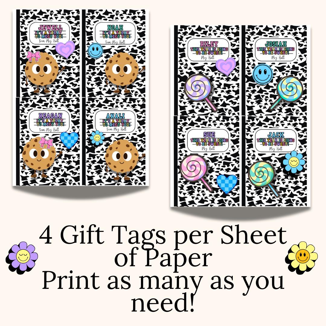 Editable Back to School Gift Tags: Composition Notebook Theme (digital ...