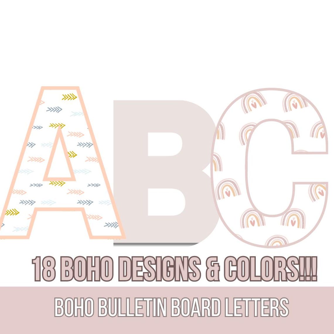 Boho Bulletin Board Letters Printable Set of 18 Instant Download PDF ...