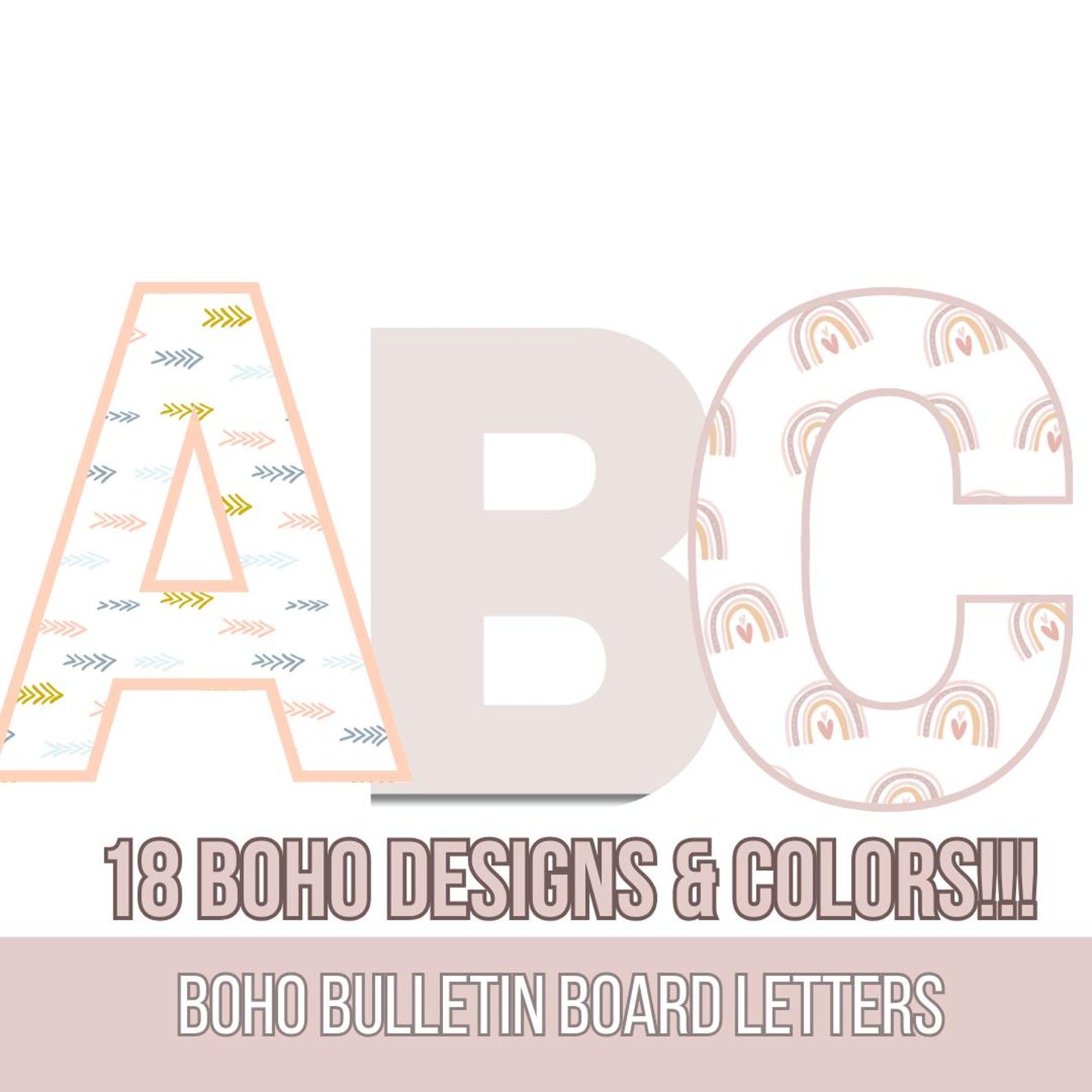 Boho Bulletin Board Letters Printable Set of 18 Instant Download PDF ...