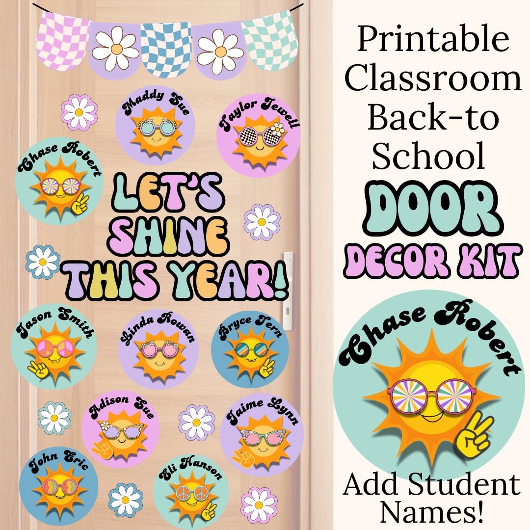 Back to School Classroom Door Decor Kit Printable Sunshine Classroom ...