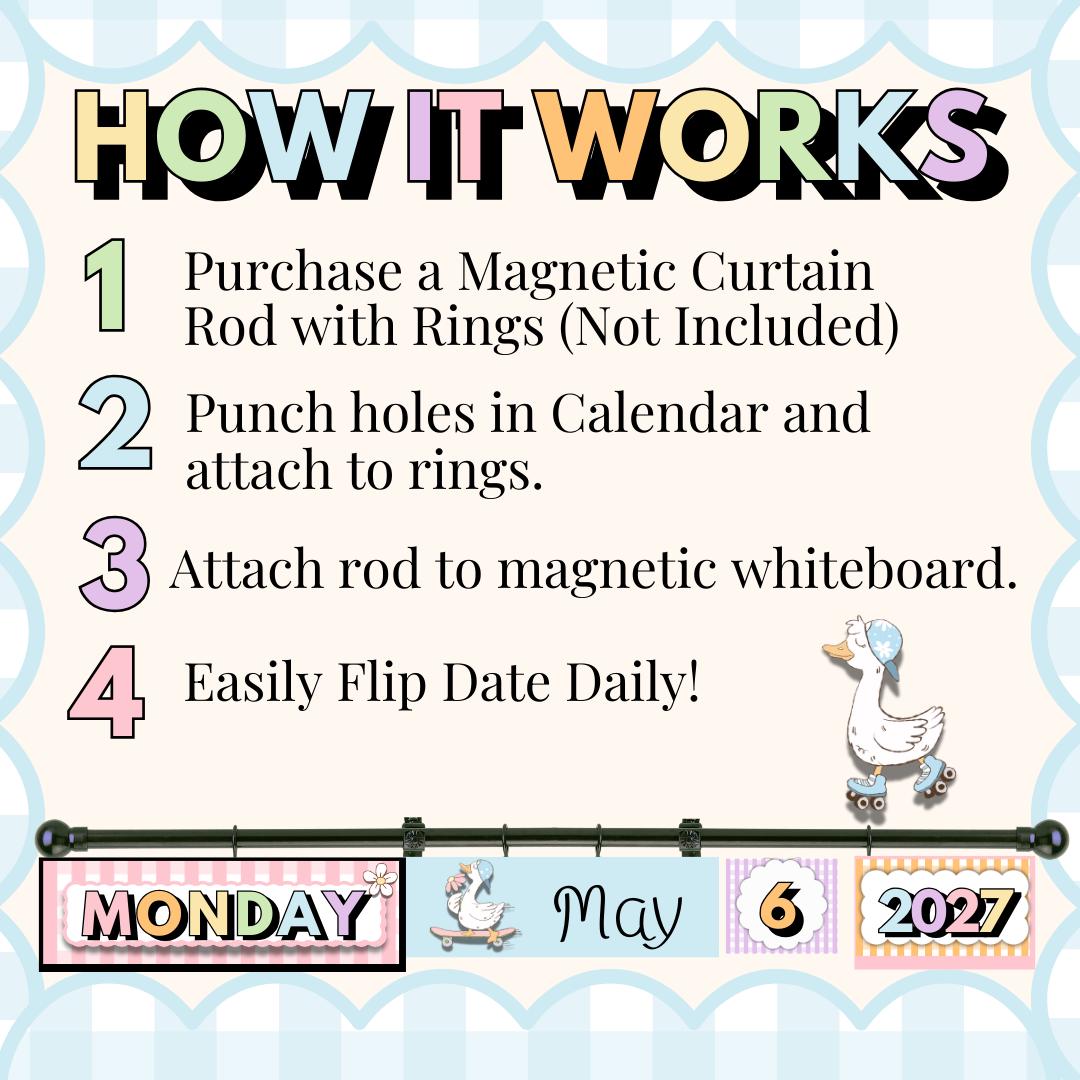 Flip Calendar Classroom Set Printable Classroom Flip Calendar Display ...