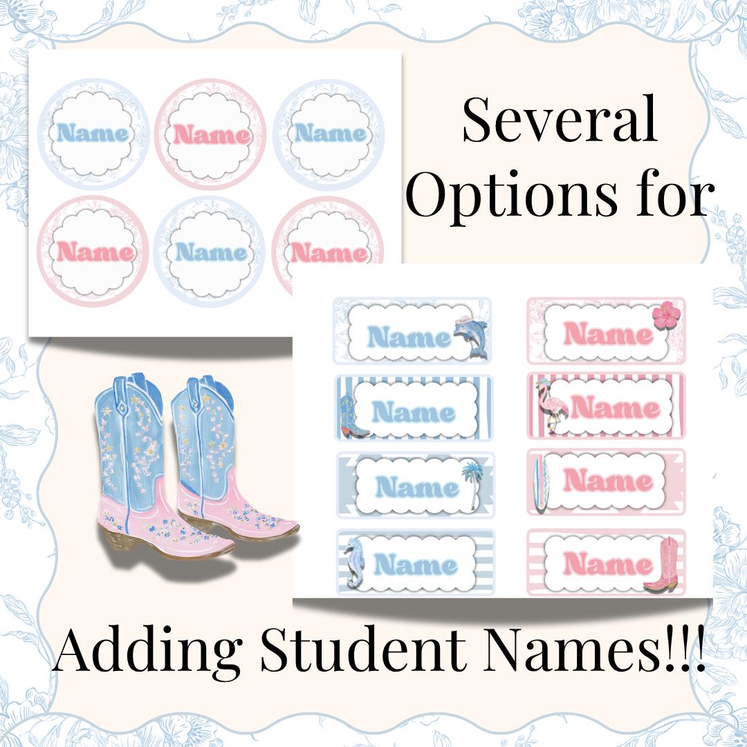 Classroom Job Chart Editable Printable Coastal Cowgirl Theme Classroom ...