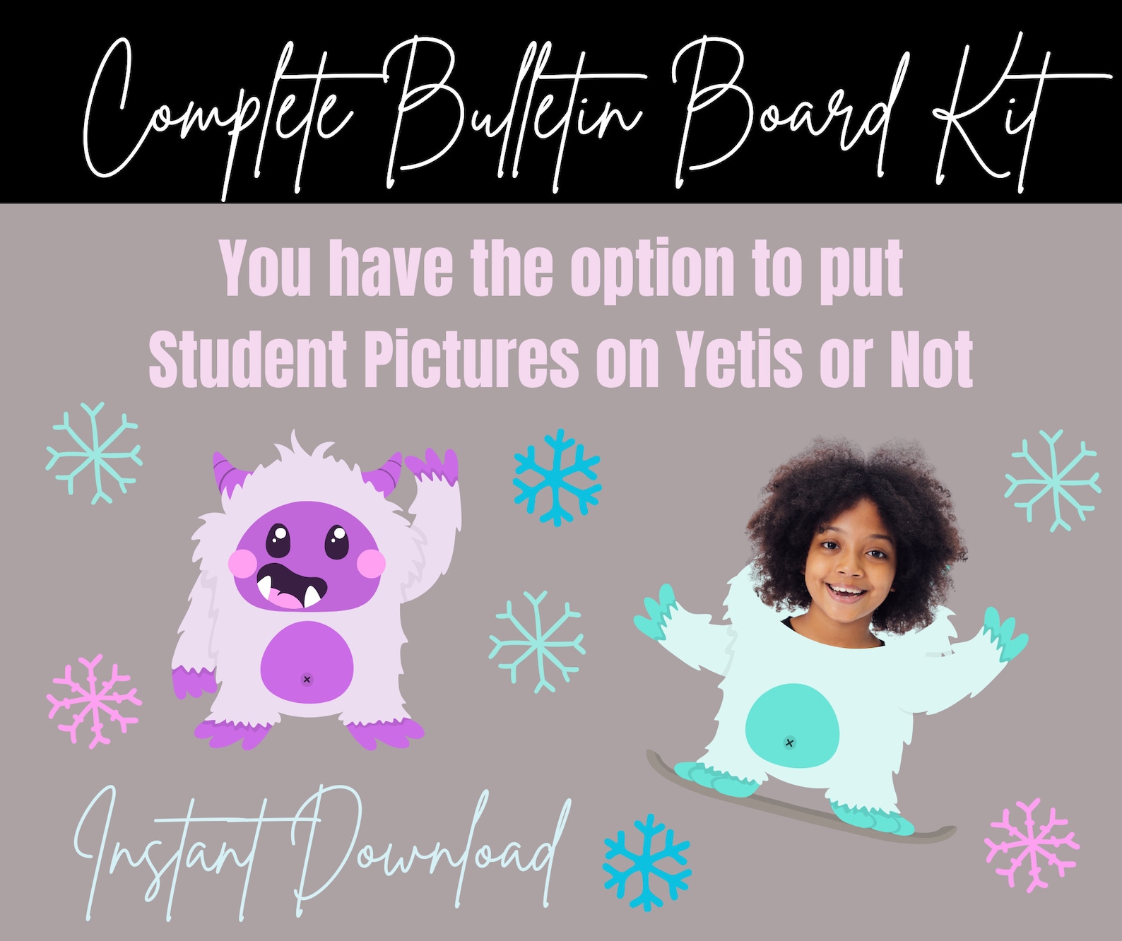 Yeti Winter Classroom Bulletin Board Kit Printable Bulletin Board ...