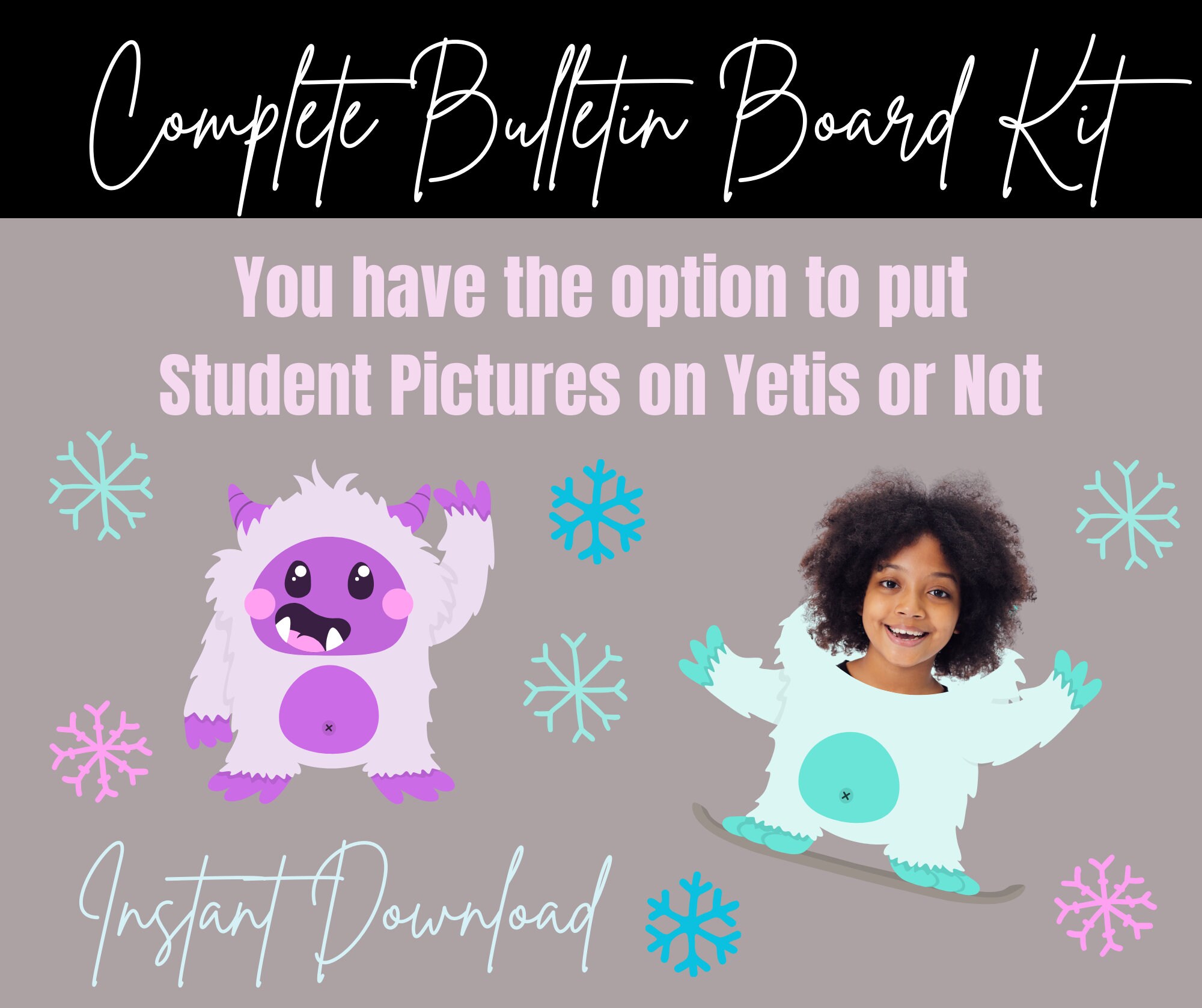 Yeti Winter Classroom Bulletin Board Kit Printable Bulletin Board ...