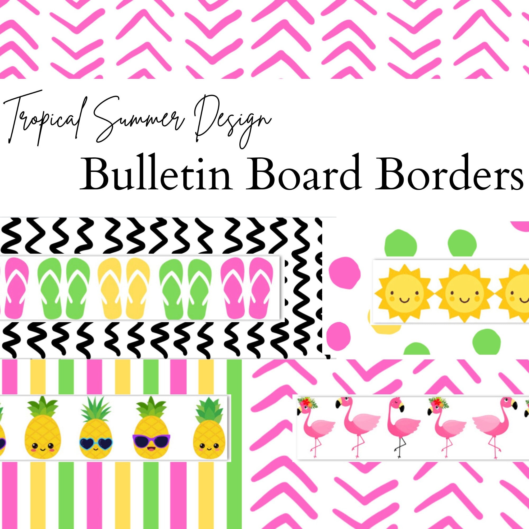 Colorful Bulletin Board Borders Printable Set of 8 Instant Download ...