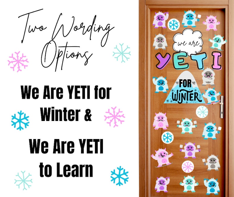 Yeti Winter Classroom Door Decor Kit Printable Instant Download - Etsy