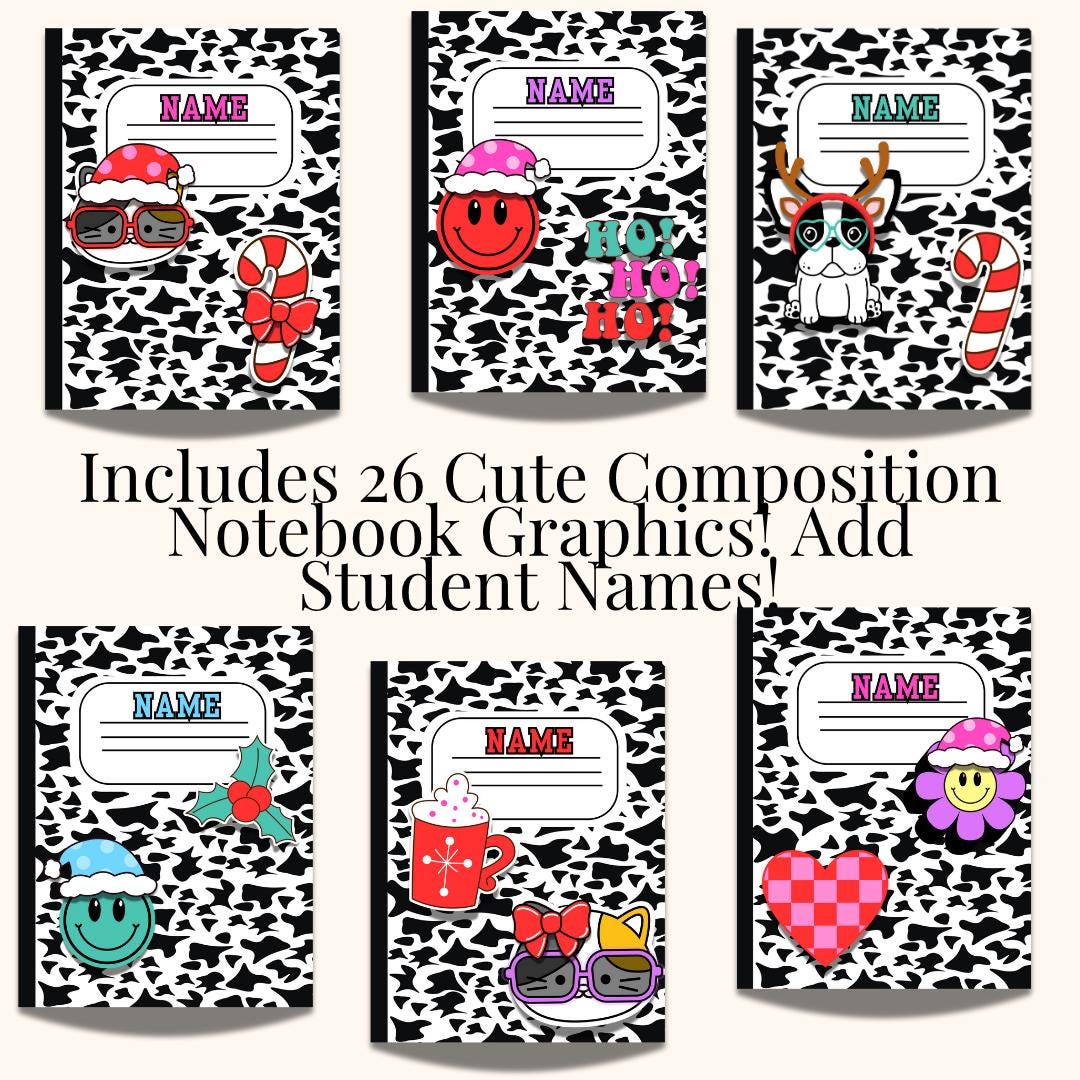 Christmas Classroom Door Decor Kit Composition Notebook Classroom Door ...