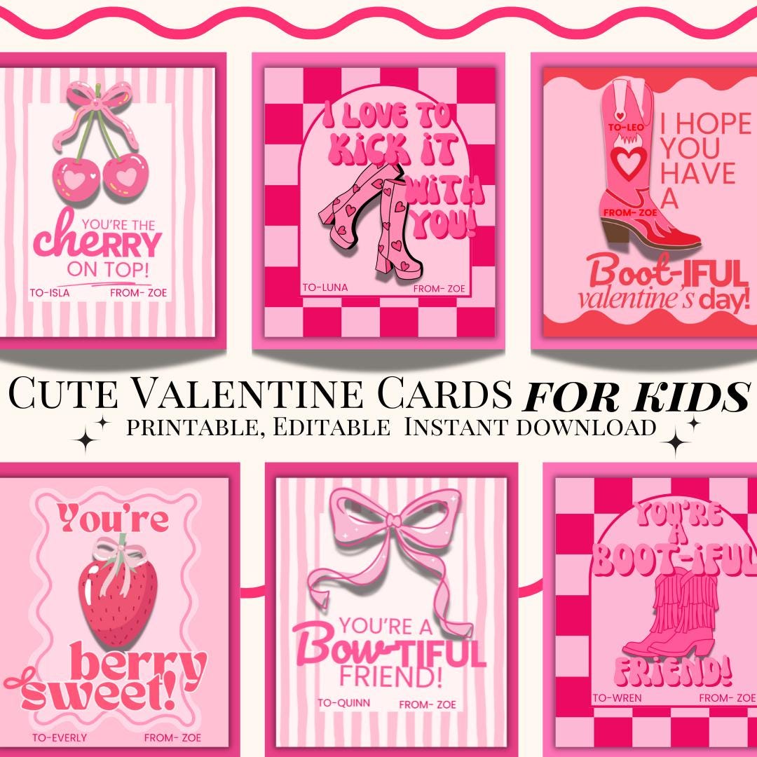 Cute Valentine Cards for Kids in Classroom Students Fun Valentines Card ...