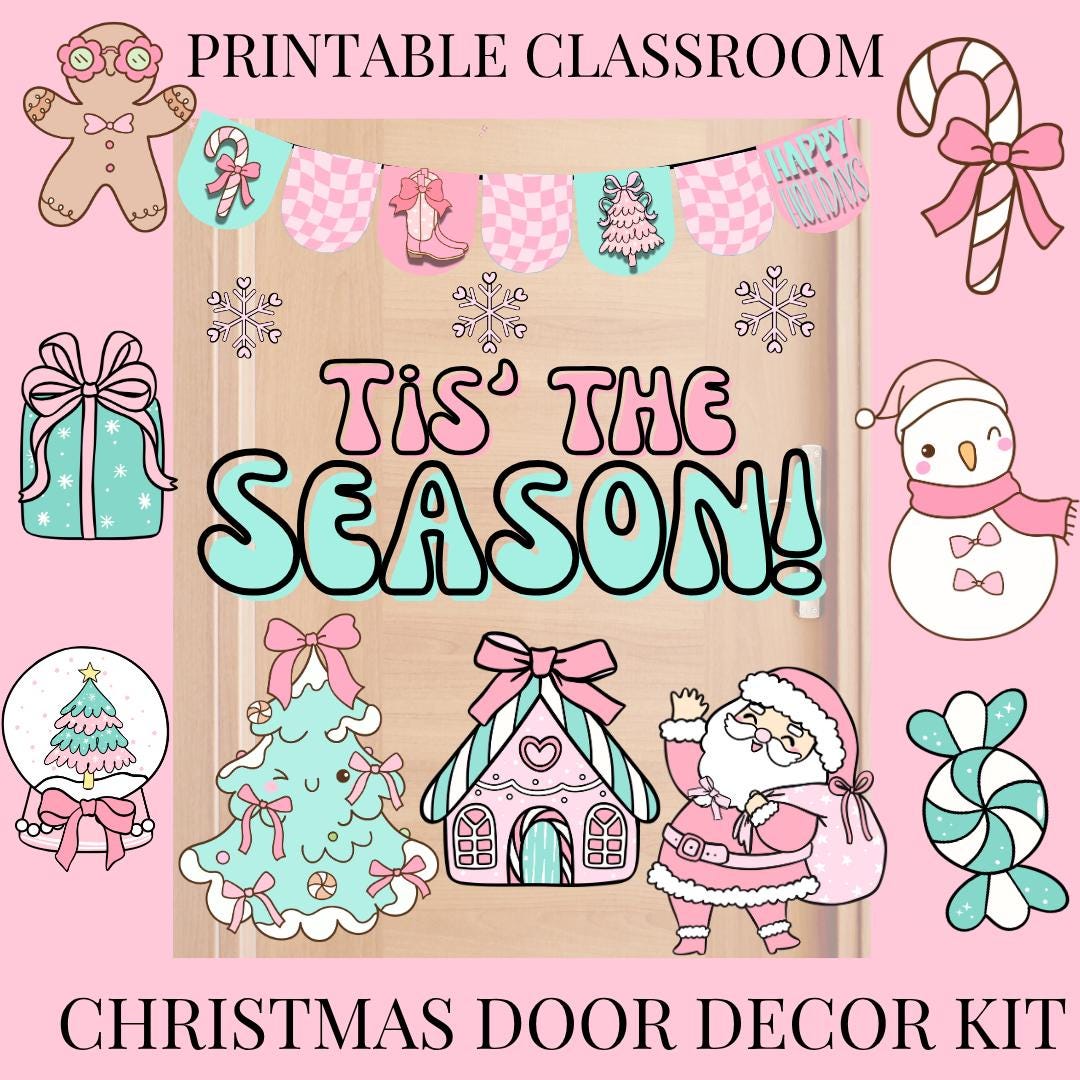 Christmas Classroom Door Decor Kit Printable Cute Christmas Bulletin ...