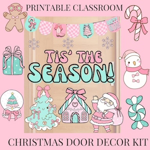 Christmas Classroom Door Decor Kit Printable Cute Christmas Bulletin ...