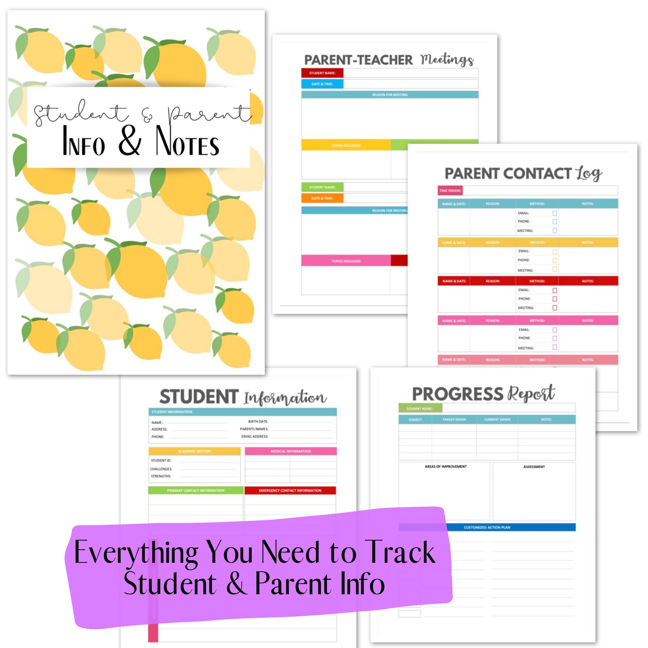 Teacher Planner | PRINTABLE SET | Undated | Large 8.5" X 11" Instant ...