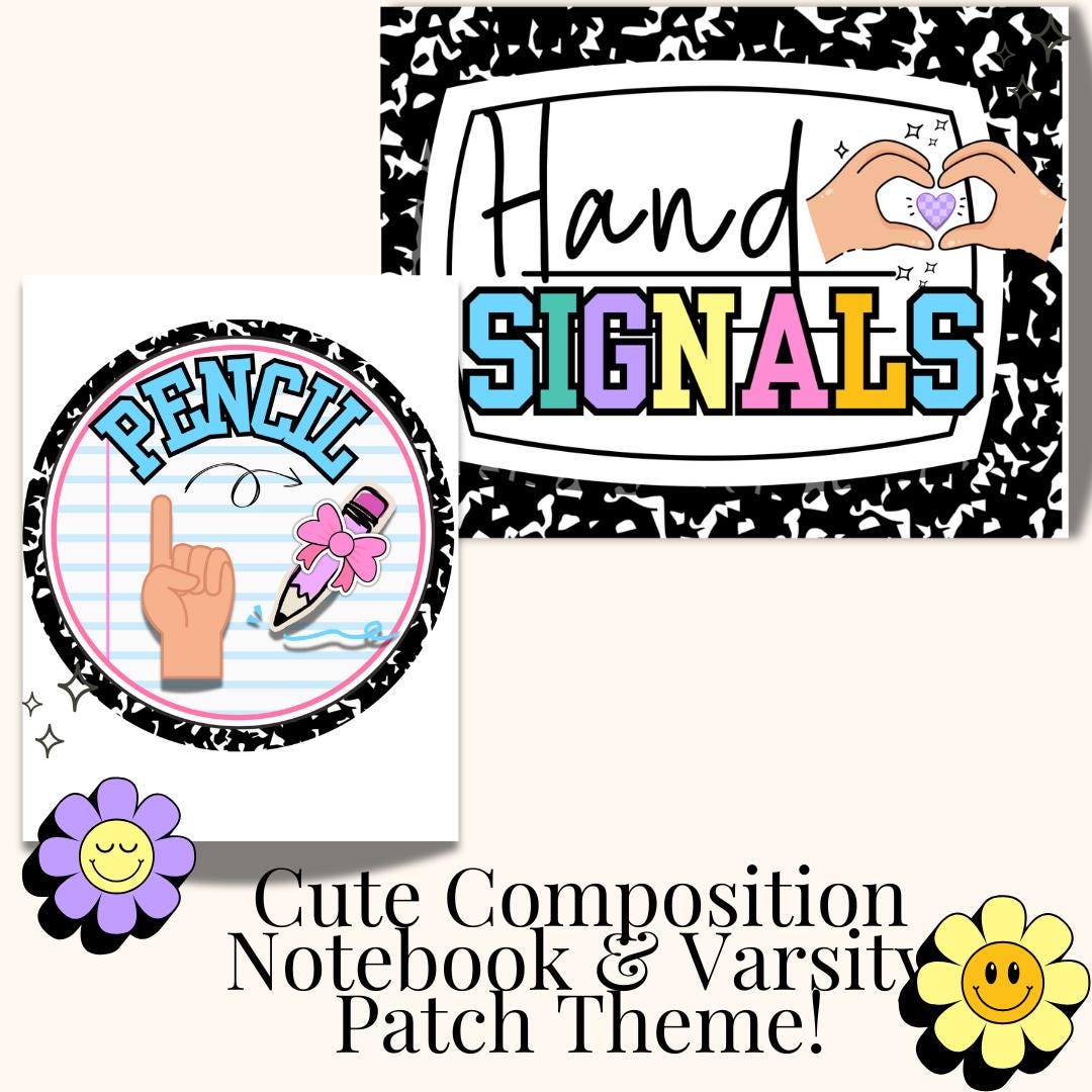 Classroom Hand Signal Posters: Composition Notebook Theme (digital ...