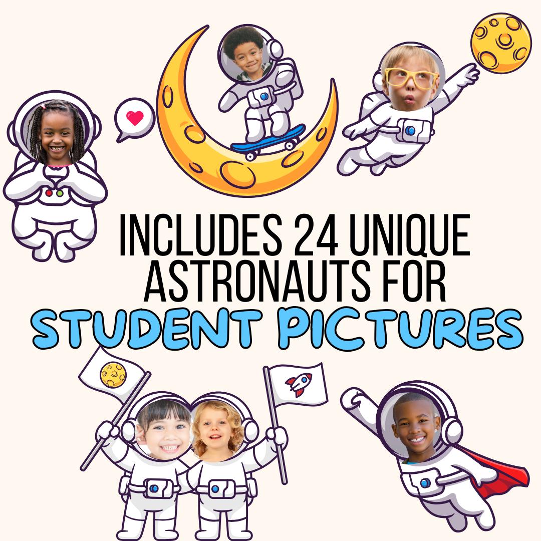 Space Classroom Door Decor Kit Printable Astronaut Classroom Decor Cute ...