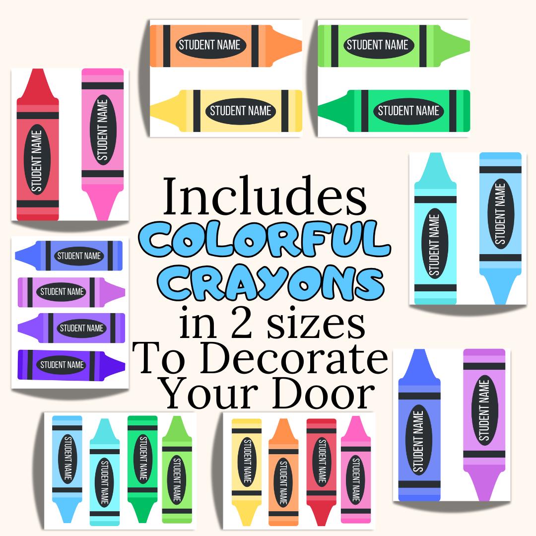 Back to School Classroom Door Decor Kit Printable Crayon Classroom ...