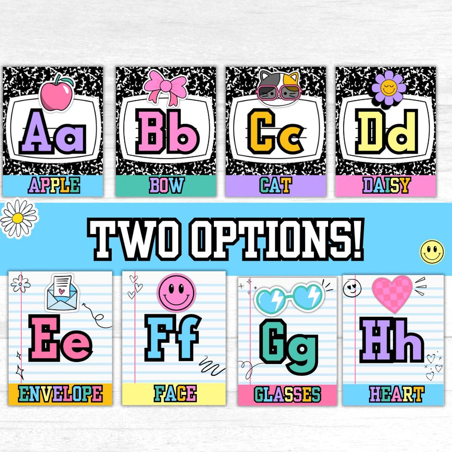 Alphabet Posters Classroom Printable Composition Notebook Classroom ...