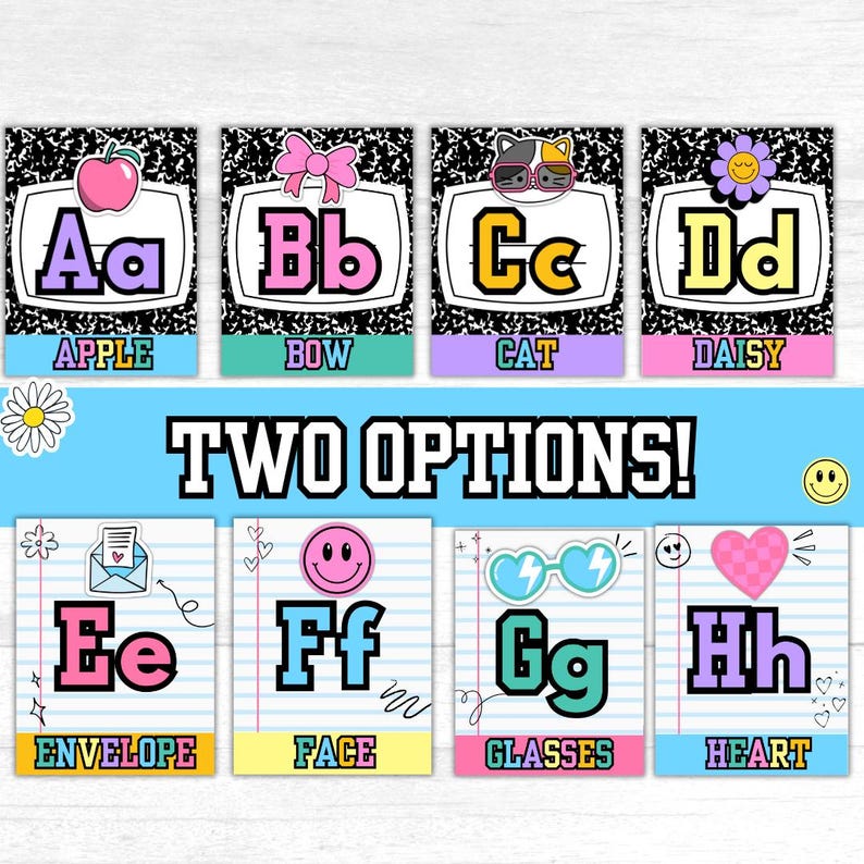 Alphabet Posters Classroom Printable Composition Notebook Classroom ...