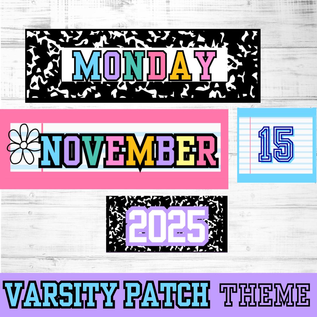 Varsity Patch Flip Calendar Classroom Set Printable Classroom Flip ...