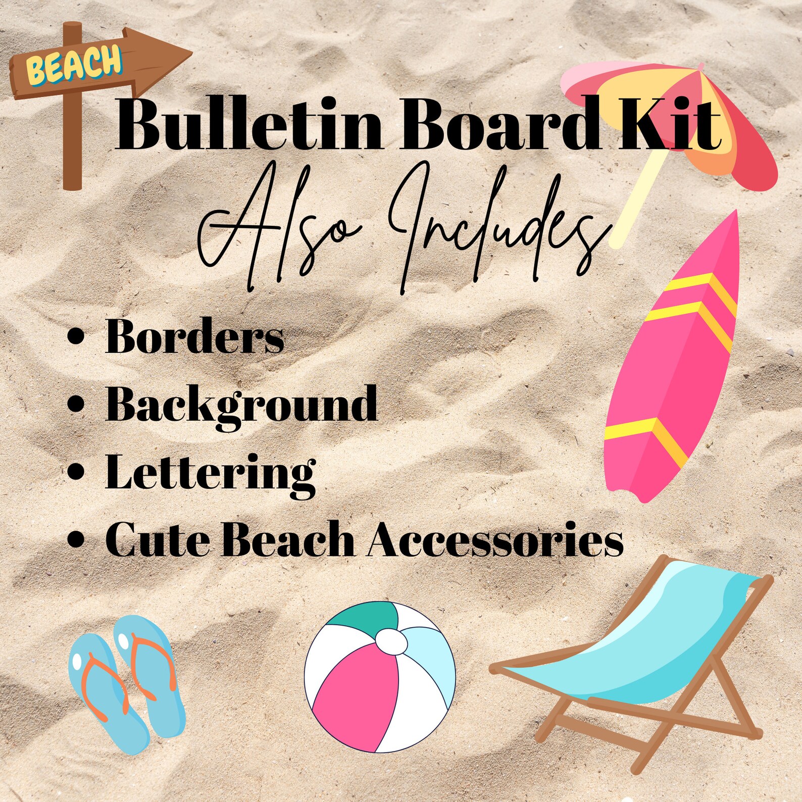 Summer Bulletin Board Kit Summer Bucket List Printable Bulletin Board ...