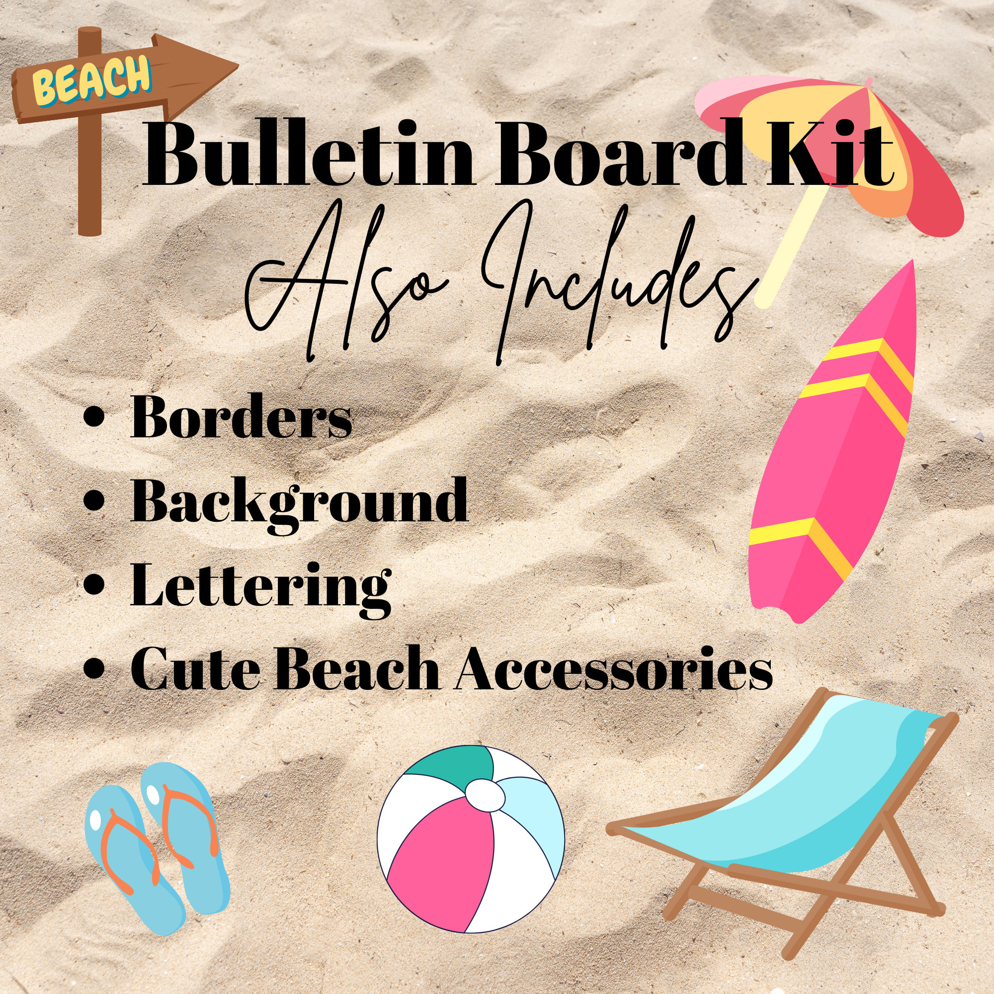 Summer Bulletin Board Kit Summer Bucket List Printable Bulletin Board ...