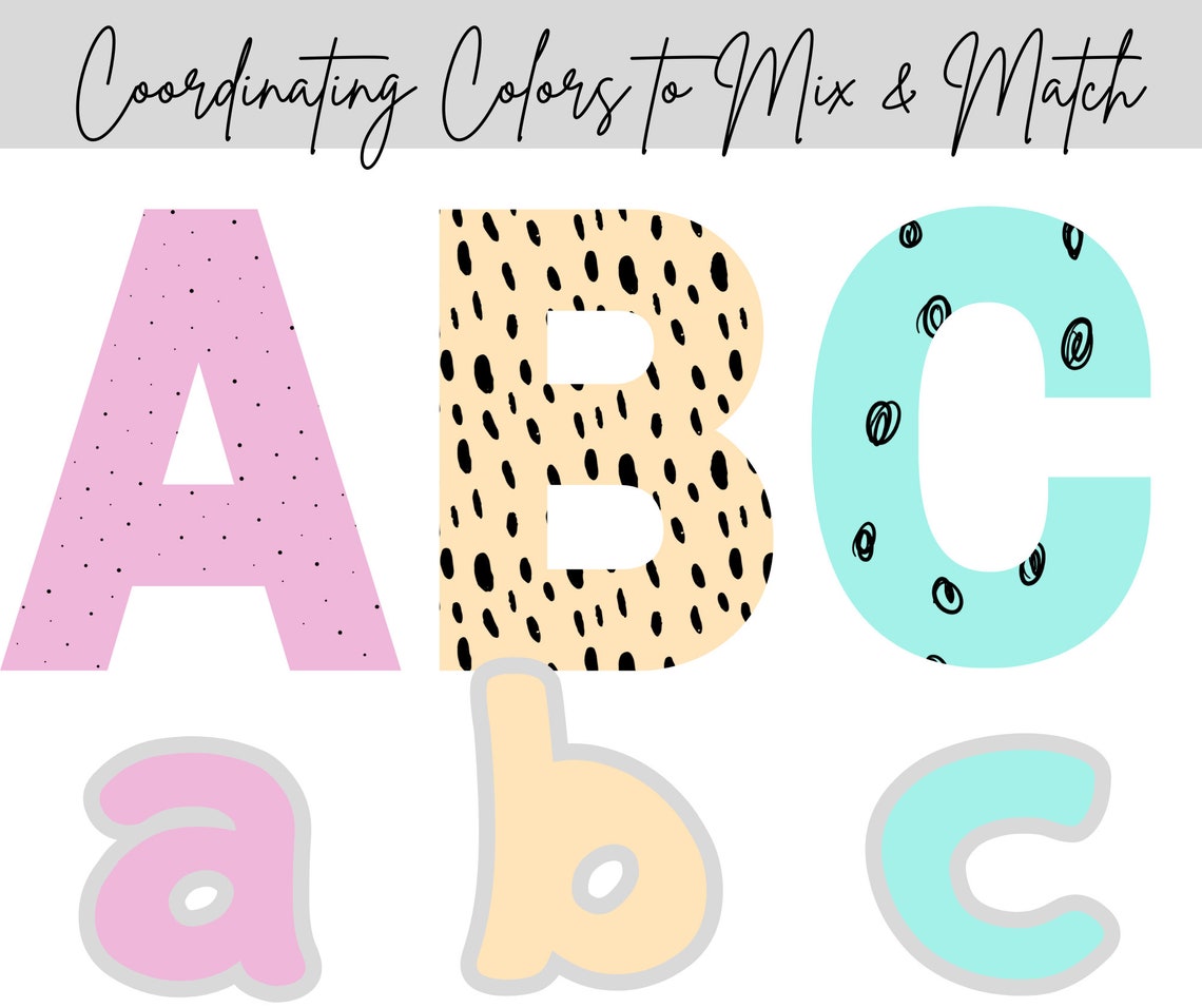 Pastel Bulletin Board Letters Printable Set of 12 Instant Download PDF ...