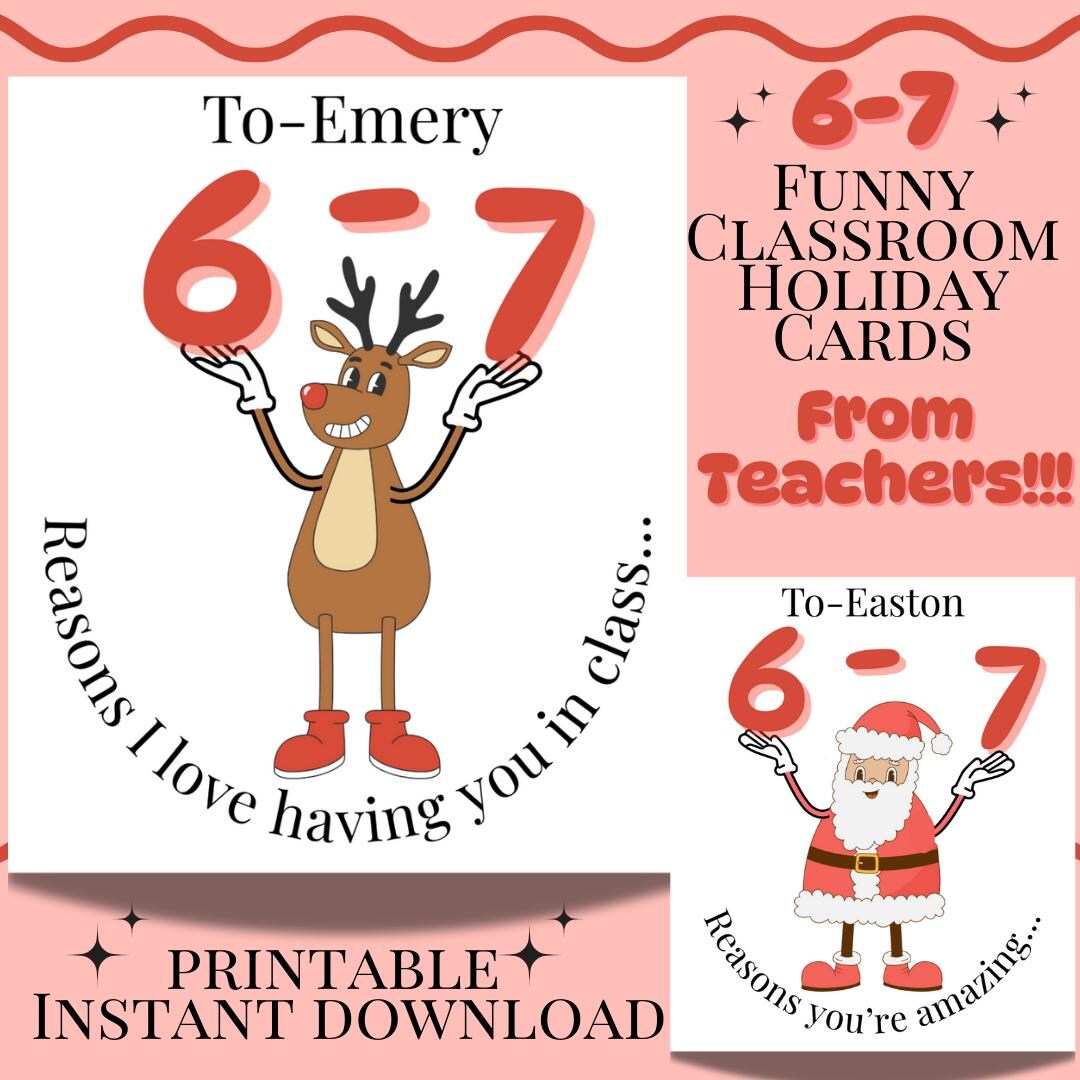Funny Classroom Christmas Card From Teacher to Student Six Seven Trend ...
