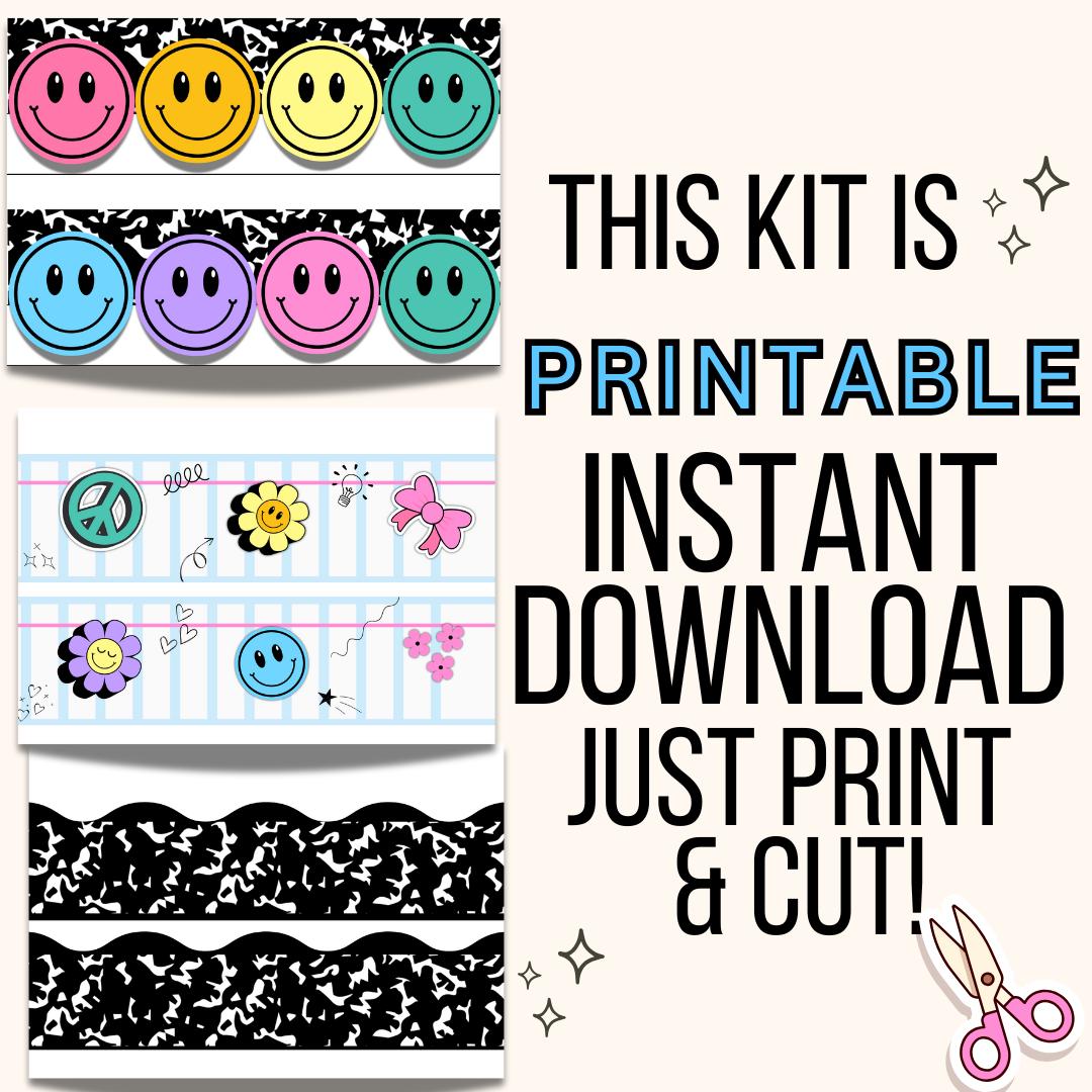 Composition Notebook Bulletin Board Borders: Classroom Decor Bundle ...