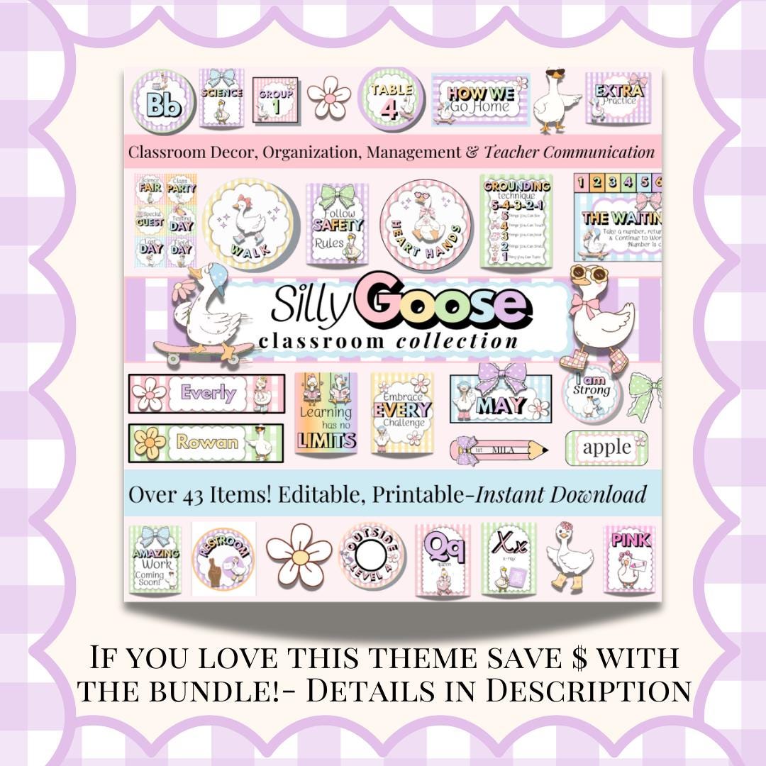 How We Go Home Classroom Posters Silly Goose Theme Printable Editable ...