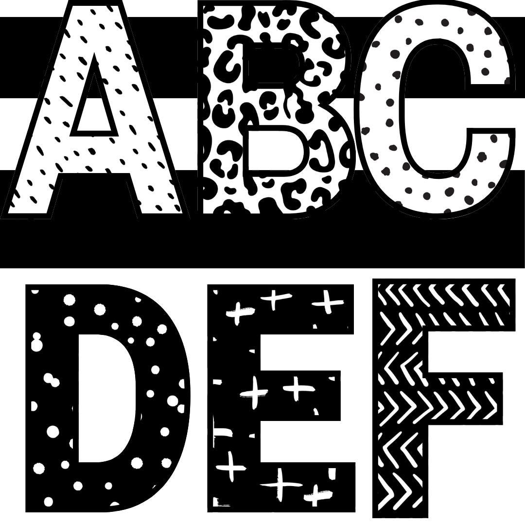 Black and White Bulletin Board Letter Set Printable With 23 Classroom ...