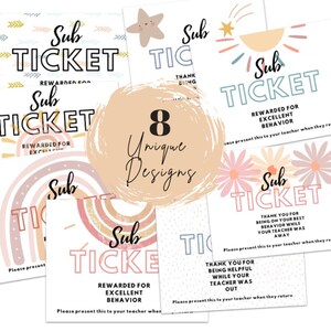 Boho Sub Tickets: Classroom Incentive, Substitute Teacher Reward ...