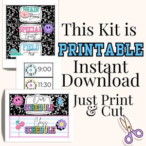 Editable Classroom Schedule Cards: Composition Notebook Theme (digital ...