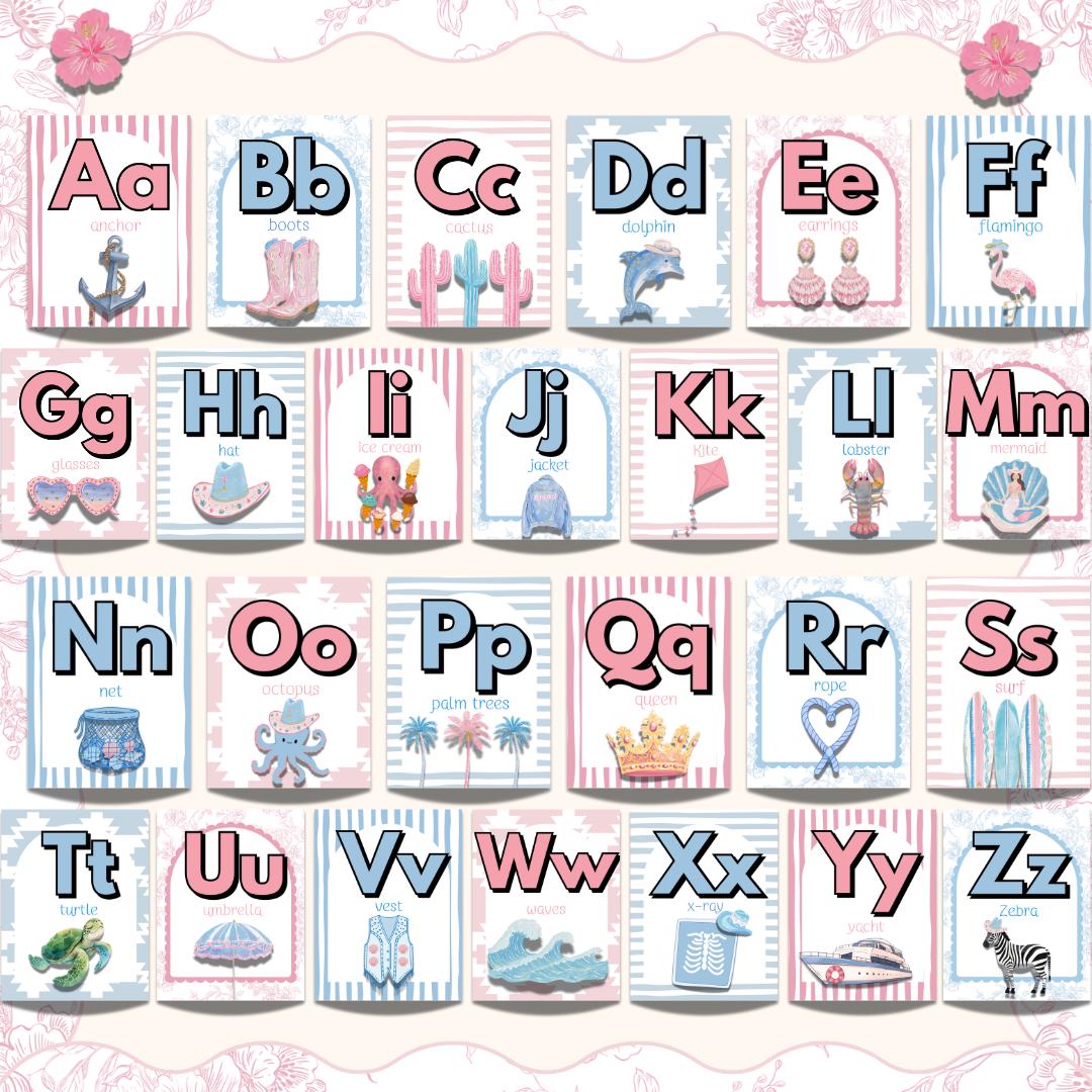 Alphabet Posters Classroom Printable Coastal Cowgirl Alphabet Posters ...