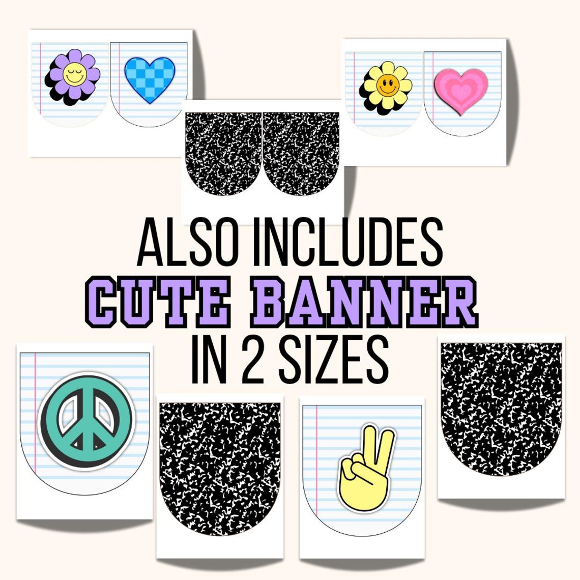 Back to School Classroom Door Decor Kit Printable Composition Notebook ...