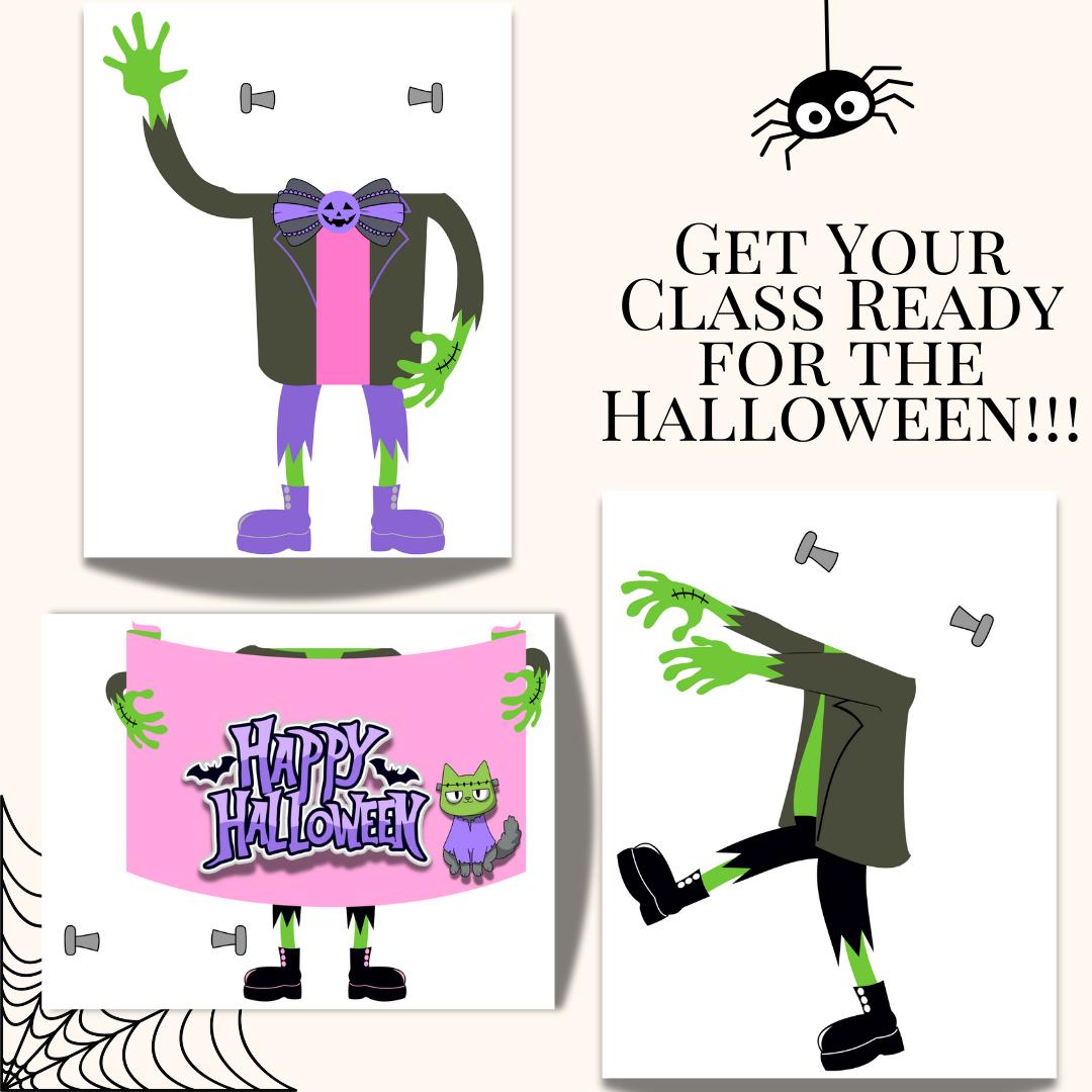 Frankenstein Halloween Classroom Door Decor Kit Printable Cute ...