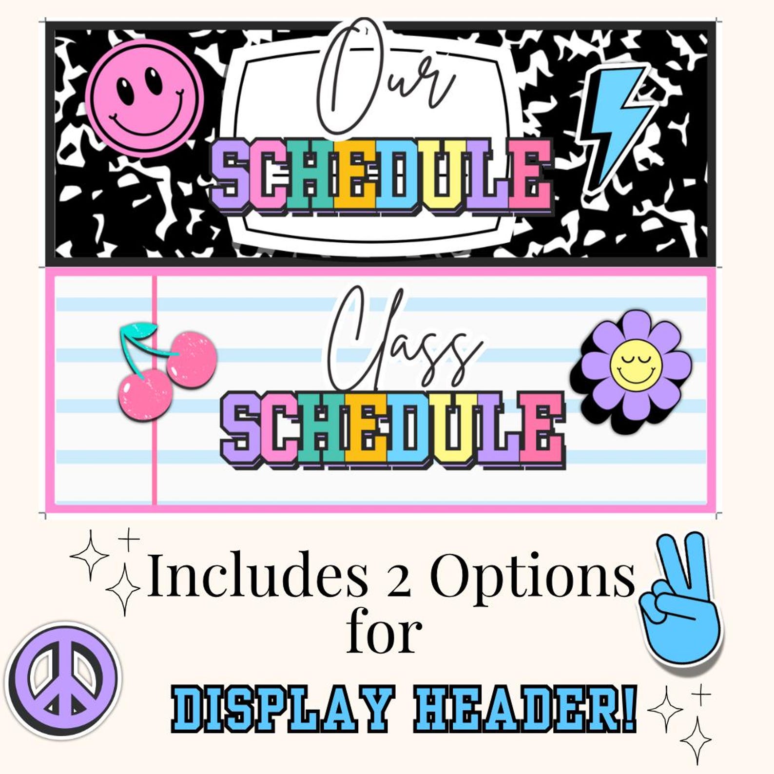 Classroom Schedule Cards Editable Class Schedule Template Composition ...